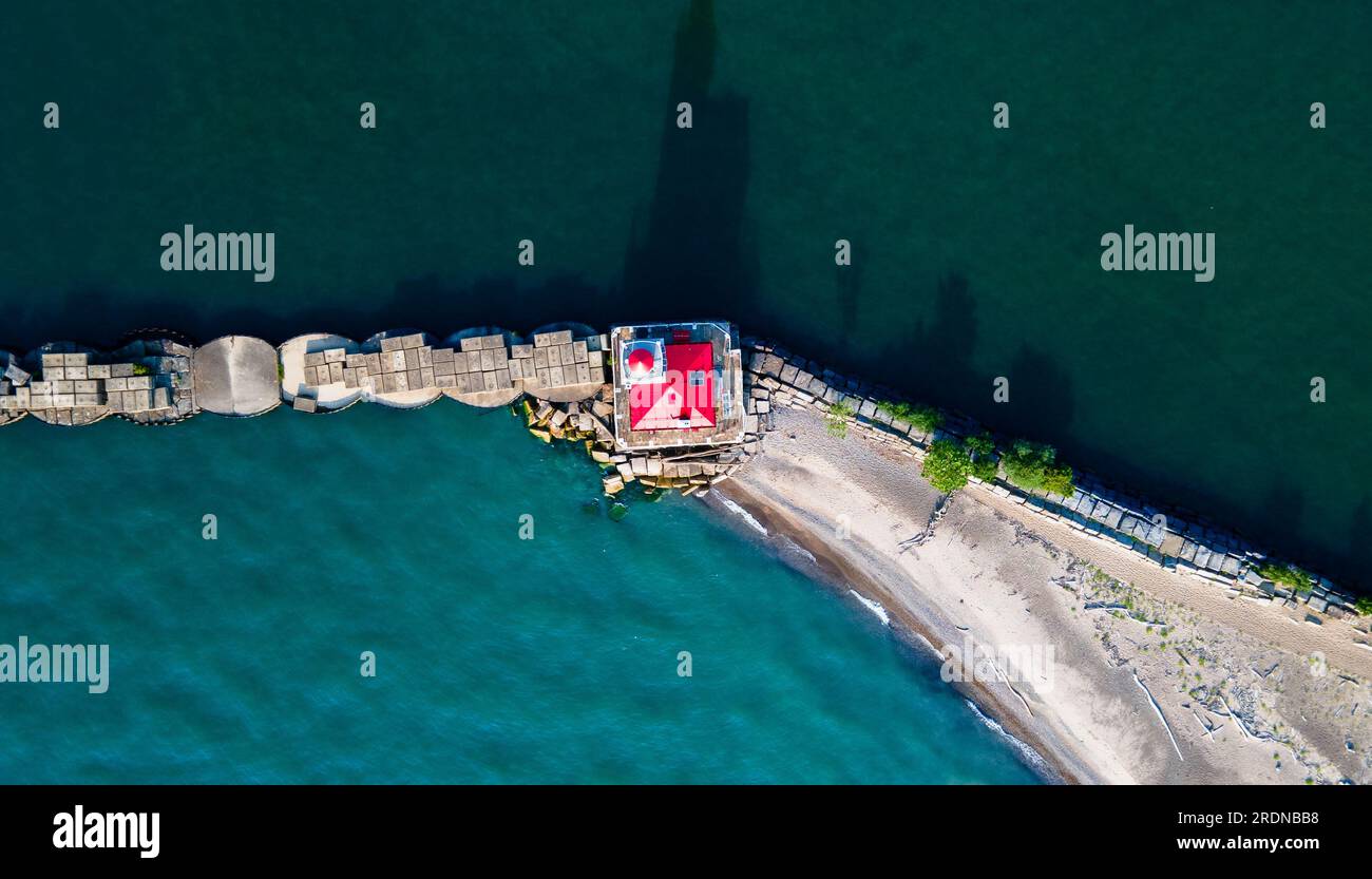 Bird's Eye View of a Lighthouse on the Beach Stock Photo - Alamy