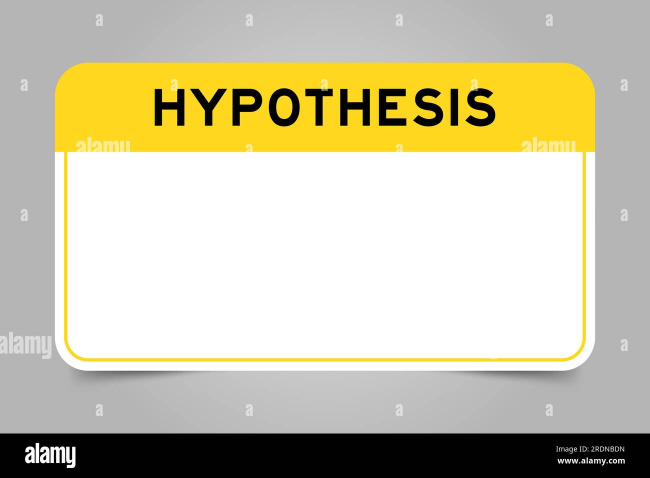 Label banner that have yellow headline with word hypothesis and white ...
