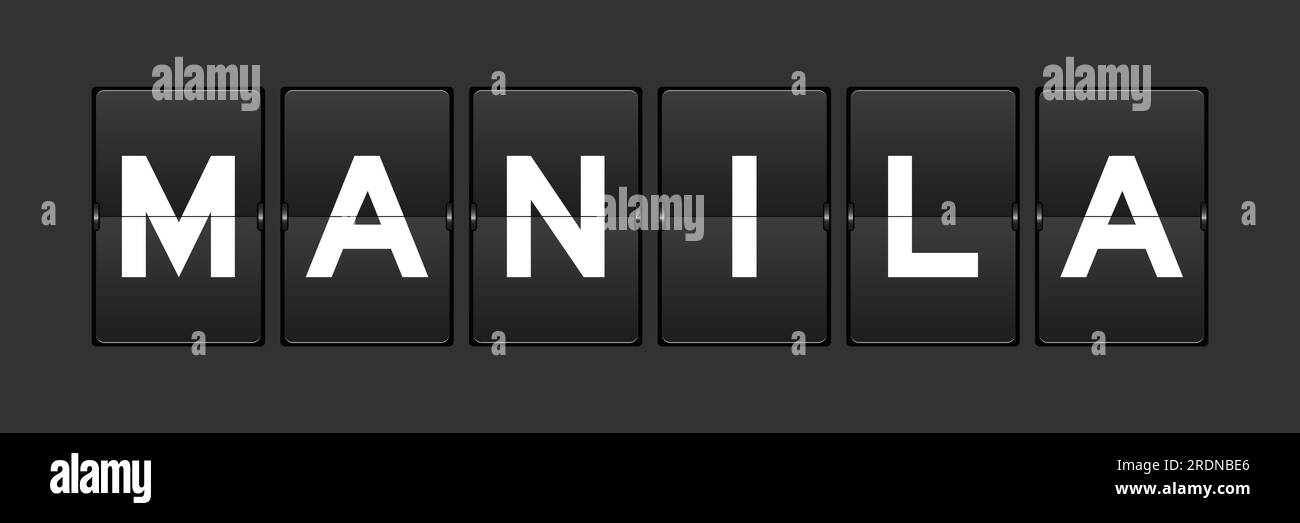 Black color analog flip board with word manila on gray background Stock ...