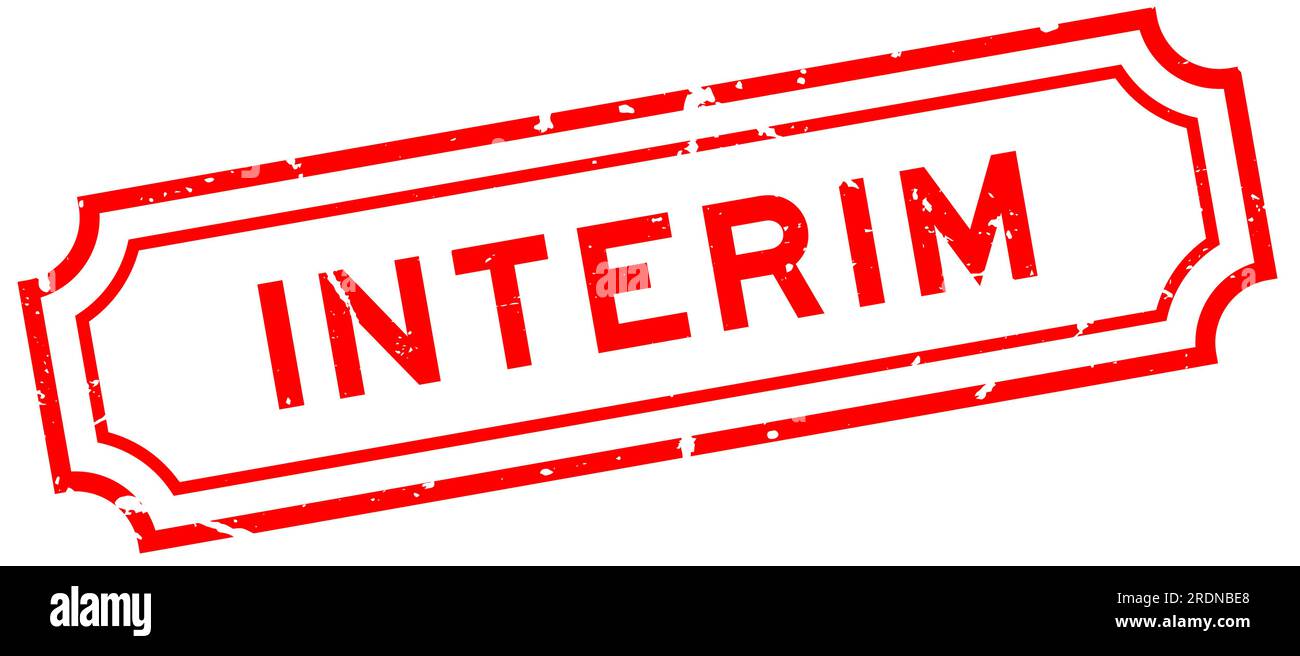 Grunge red interim word rubber seal stamp on white background Stock ...