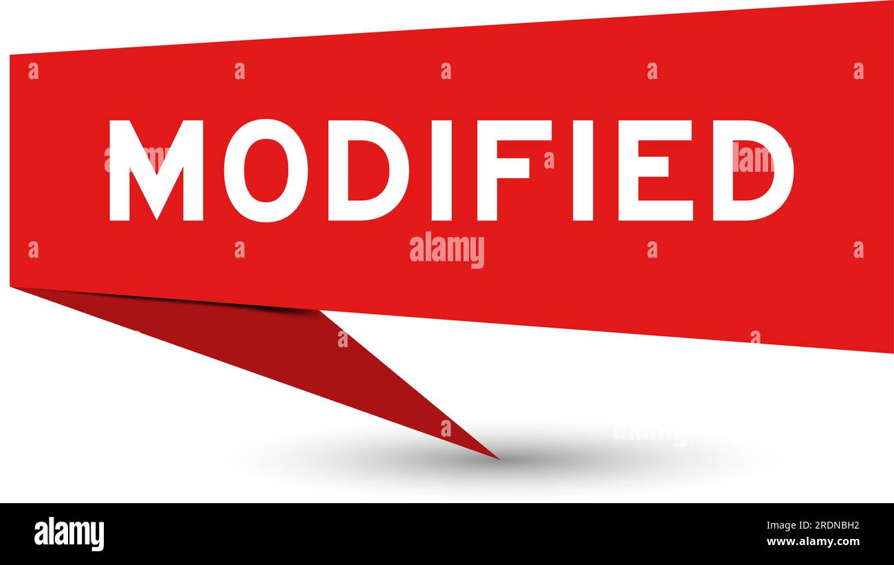 Red color speech banner with word modified on white background Stock ...