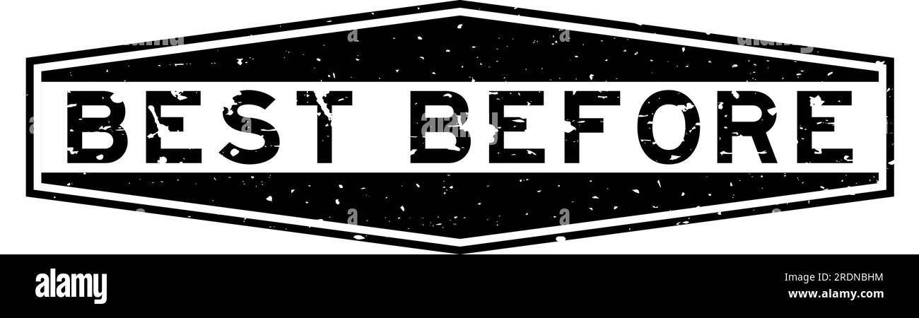 Grunge black best before word hexagon rubber seal stamp on white ...