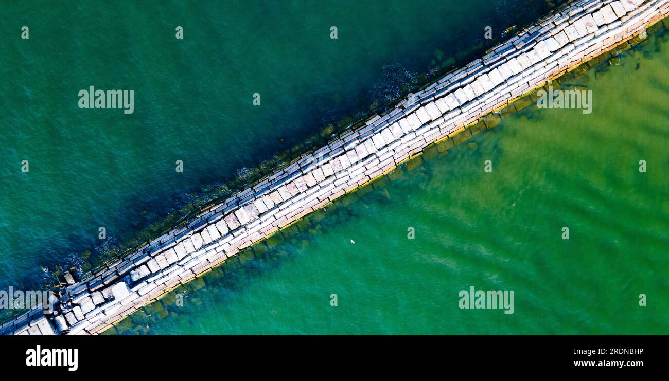Bird's Eye View of a Stone Bridge with a Seagull Stock Photo - Alamy