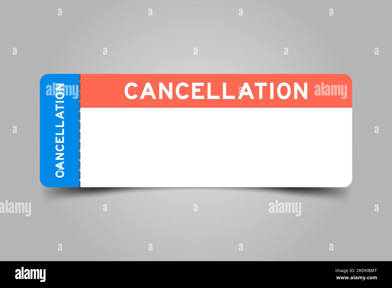Blue and orange color ticket with word cancellation and white copy ...