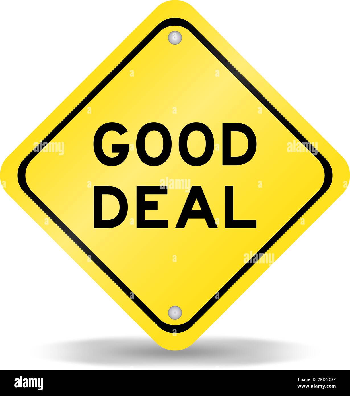 Yellow color transportation sign with word good deal on white ...