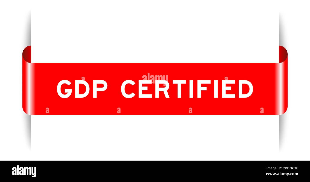 Red color inserted label banner with word GDP (Good distribution ...