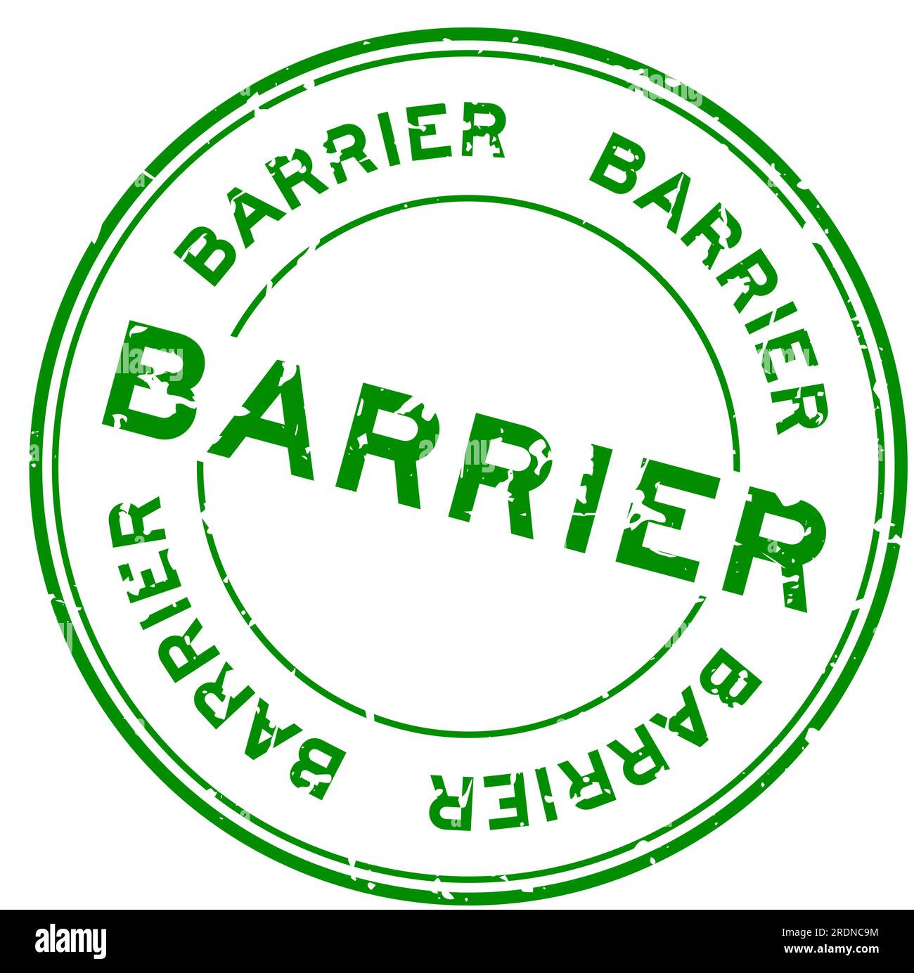 Grunge green barrier word round rubber seal stamp on white background ...