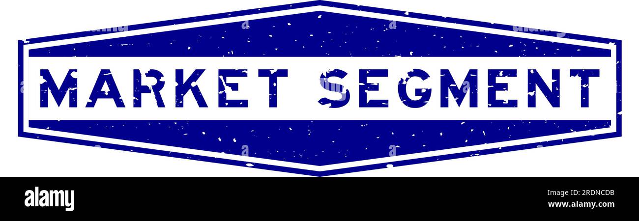 Grunge blue market segment word hexagon rubber seal stamp on white ...