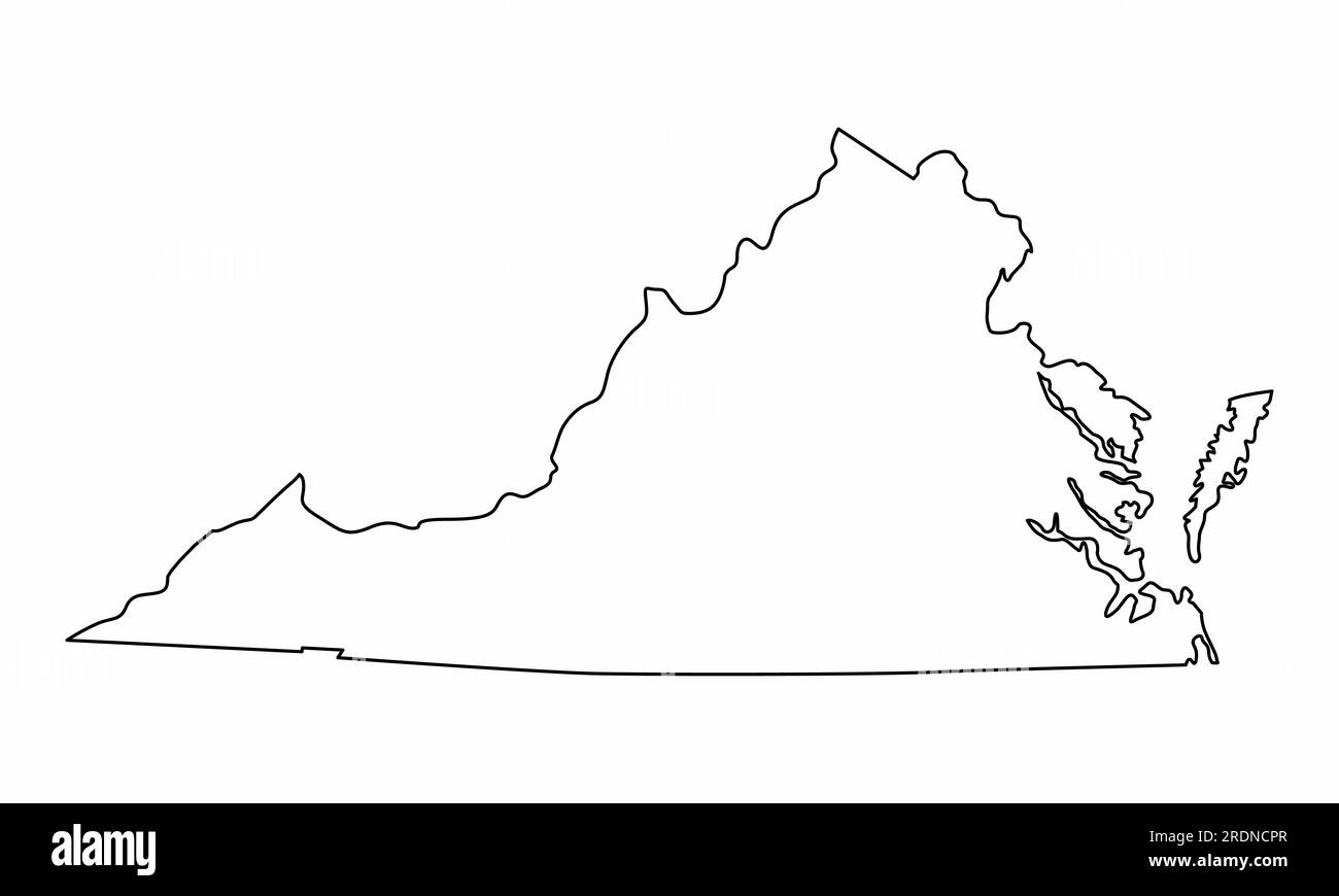 Virginia State outline map isolated on white background Stock Vector ...