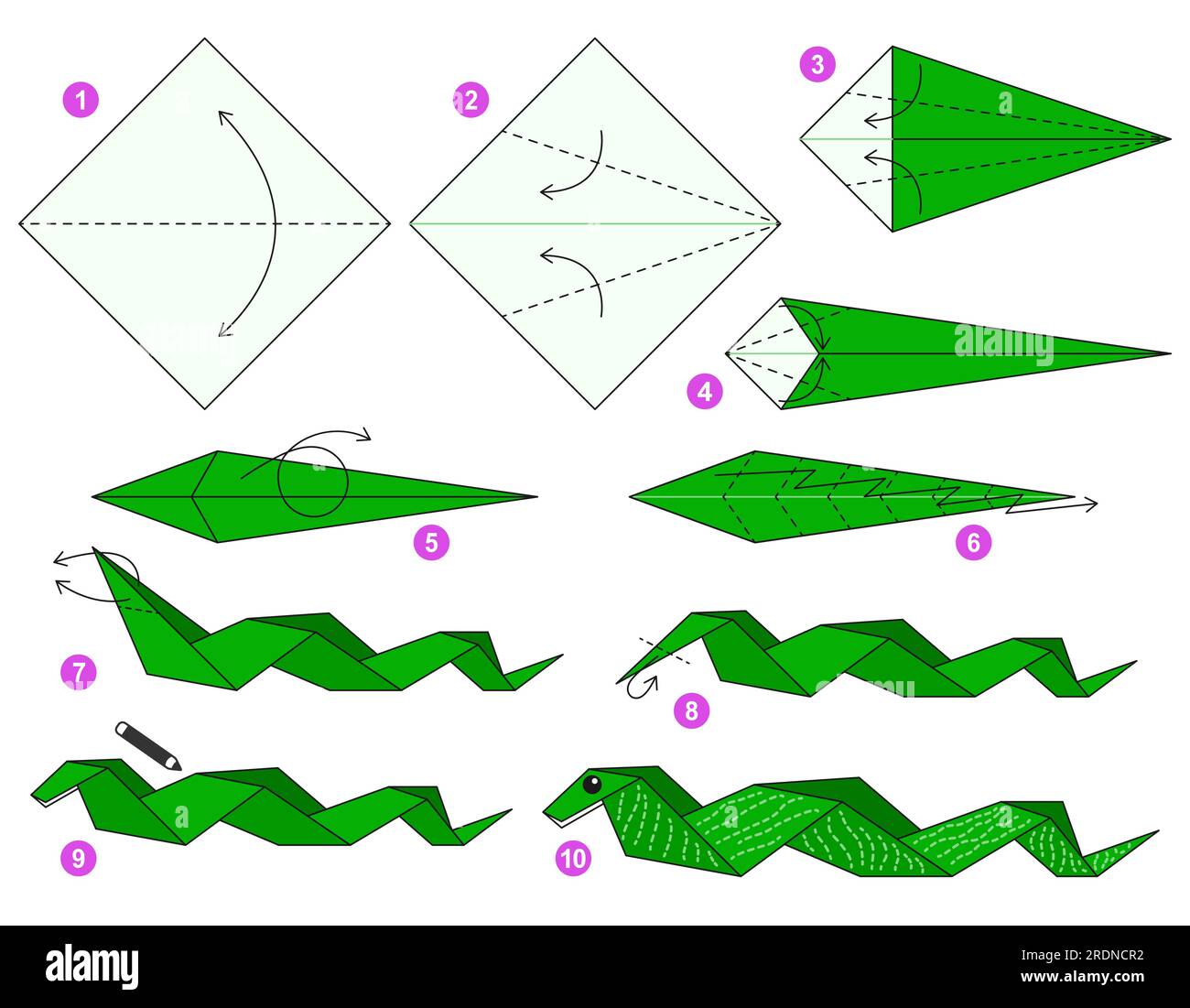 Origami tutorial for kids. Origami cute snake Stock Vector Image & Art ... Origami tutorial for kids. Origami cute snake Stock Vector Image & Art ...