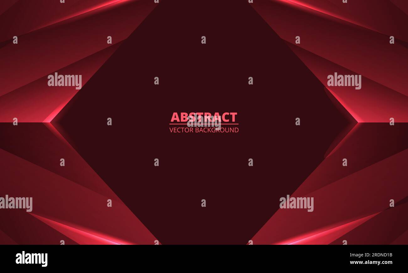 Dark red abstract 3D background with rhombus frames. Vector ...