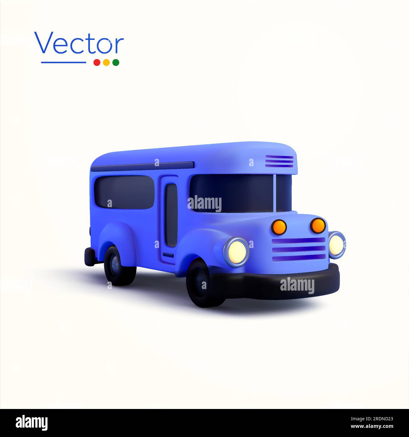 3d school bus, vip bus in blue, minimal style, isolated on background ...