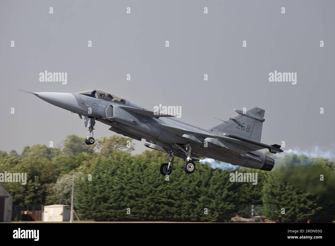 Swedish Air Force SAAB JAS-39C Gripen taking off for its display at the ...