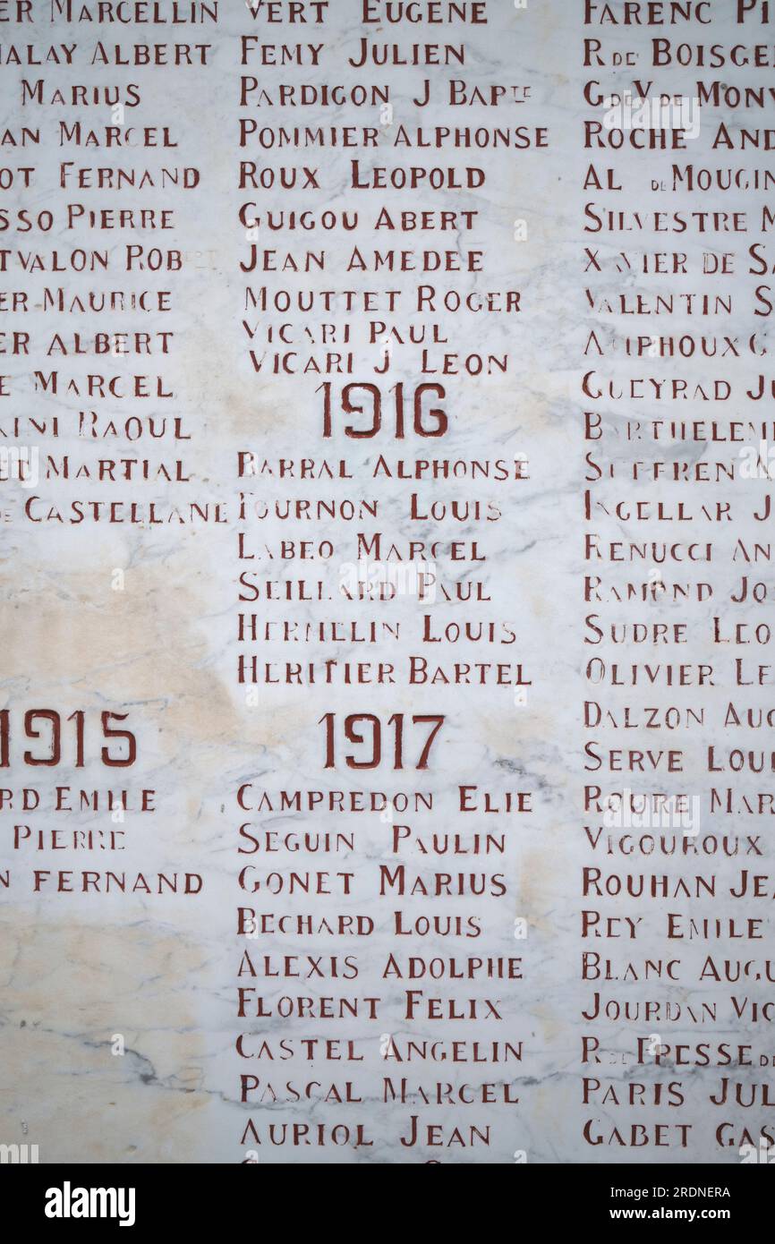 First world War Memorial in the Saint Pierre Cemetery Aix en Provence ...