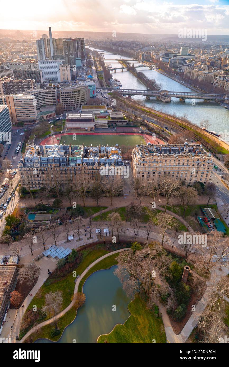 Paris, France - January 20 2022: Aerial view of Paris, the French ...