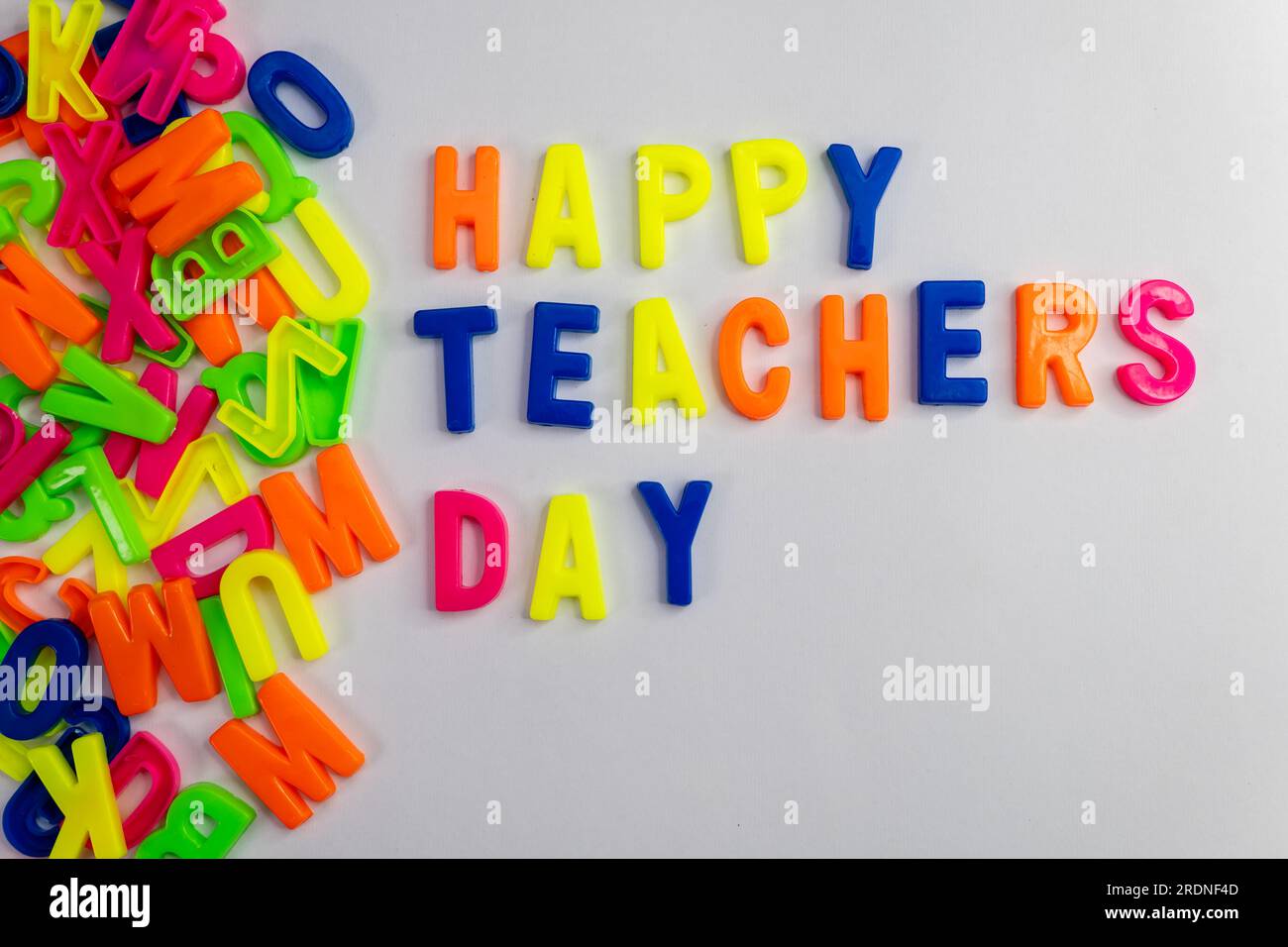 This stock image shows the words "Happy Teachers Day" made from ...