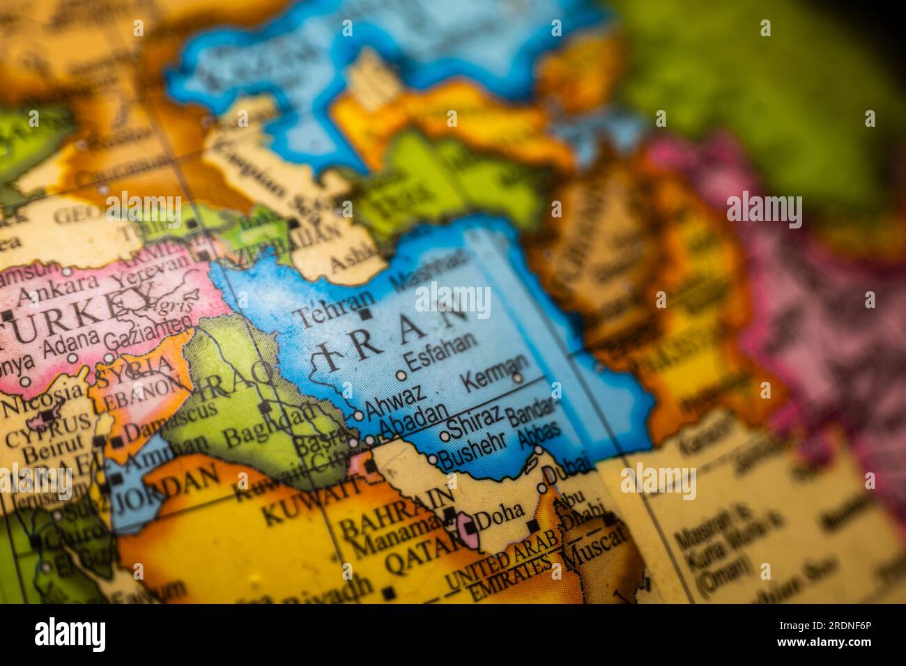 This stock image shows a close-up of Iran, a country in Map Stock Photo ...