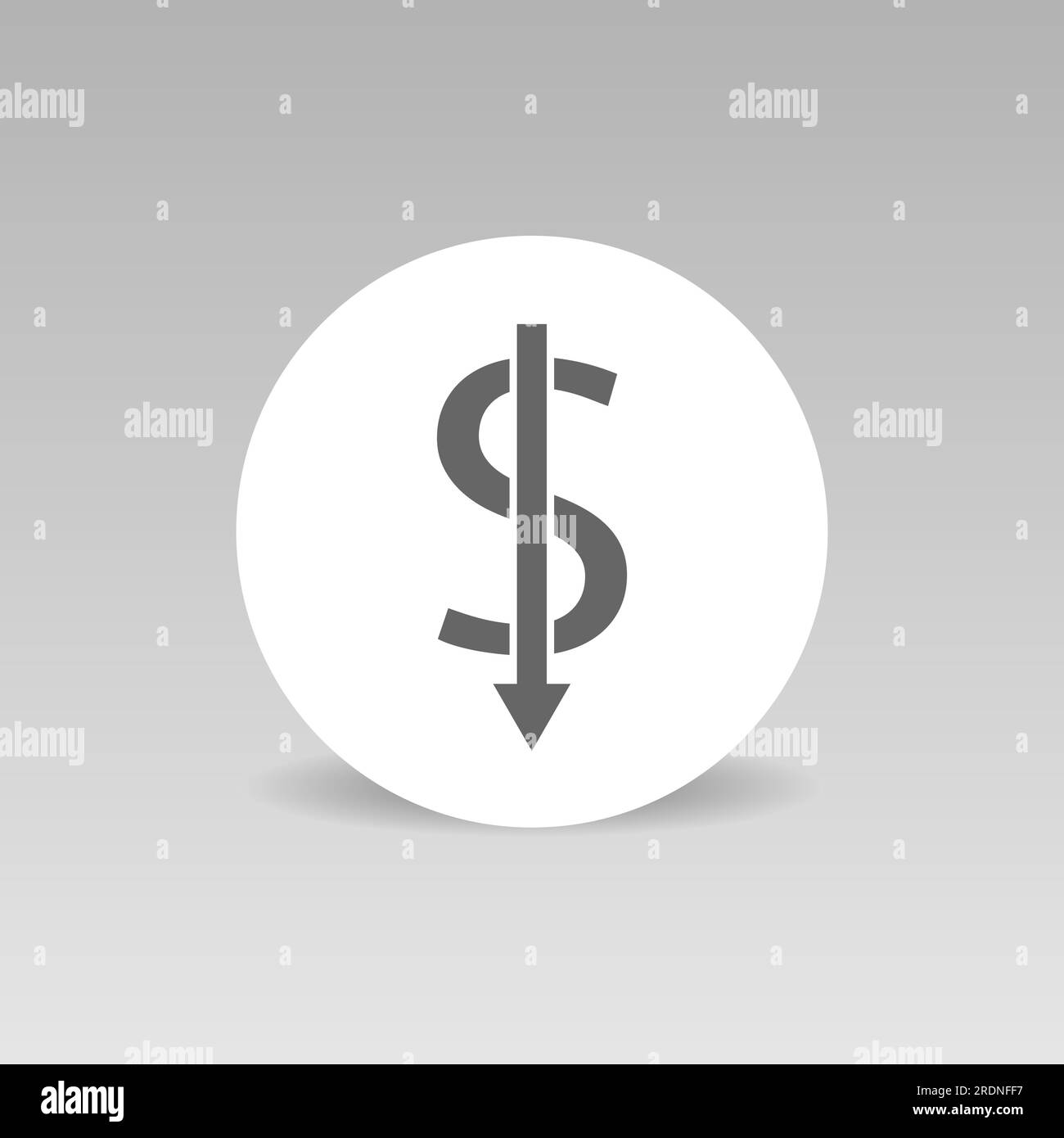 Financial damage. Dollar sign and decline arrow symbol Vector ...