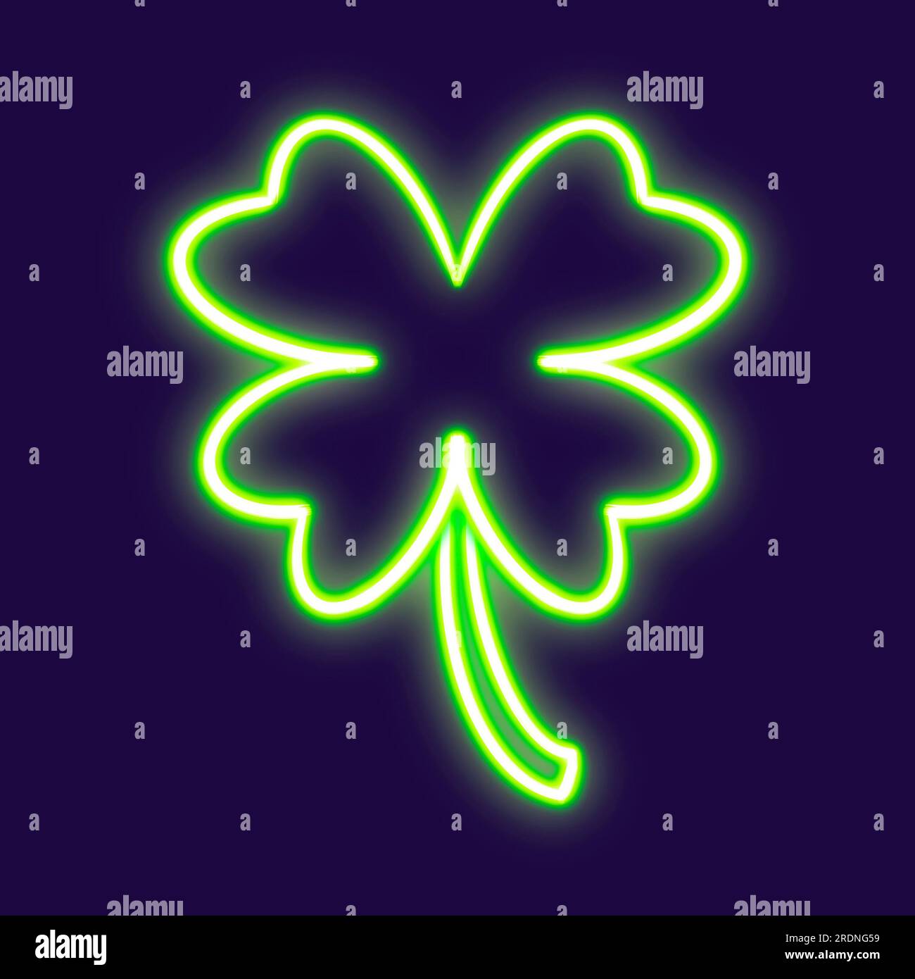 Four-leaf clover glowing desktop icon, lucky neon sticker, neon luck ...