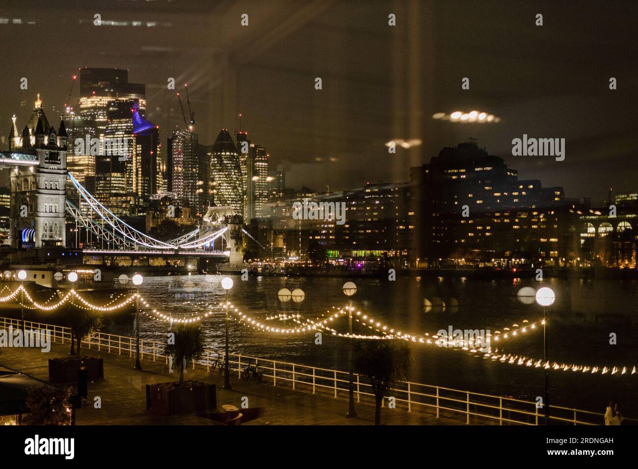Tower Bridge at Night with Reflections, London, UK - Scott Mains Stock ...