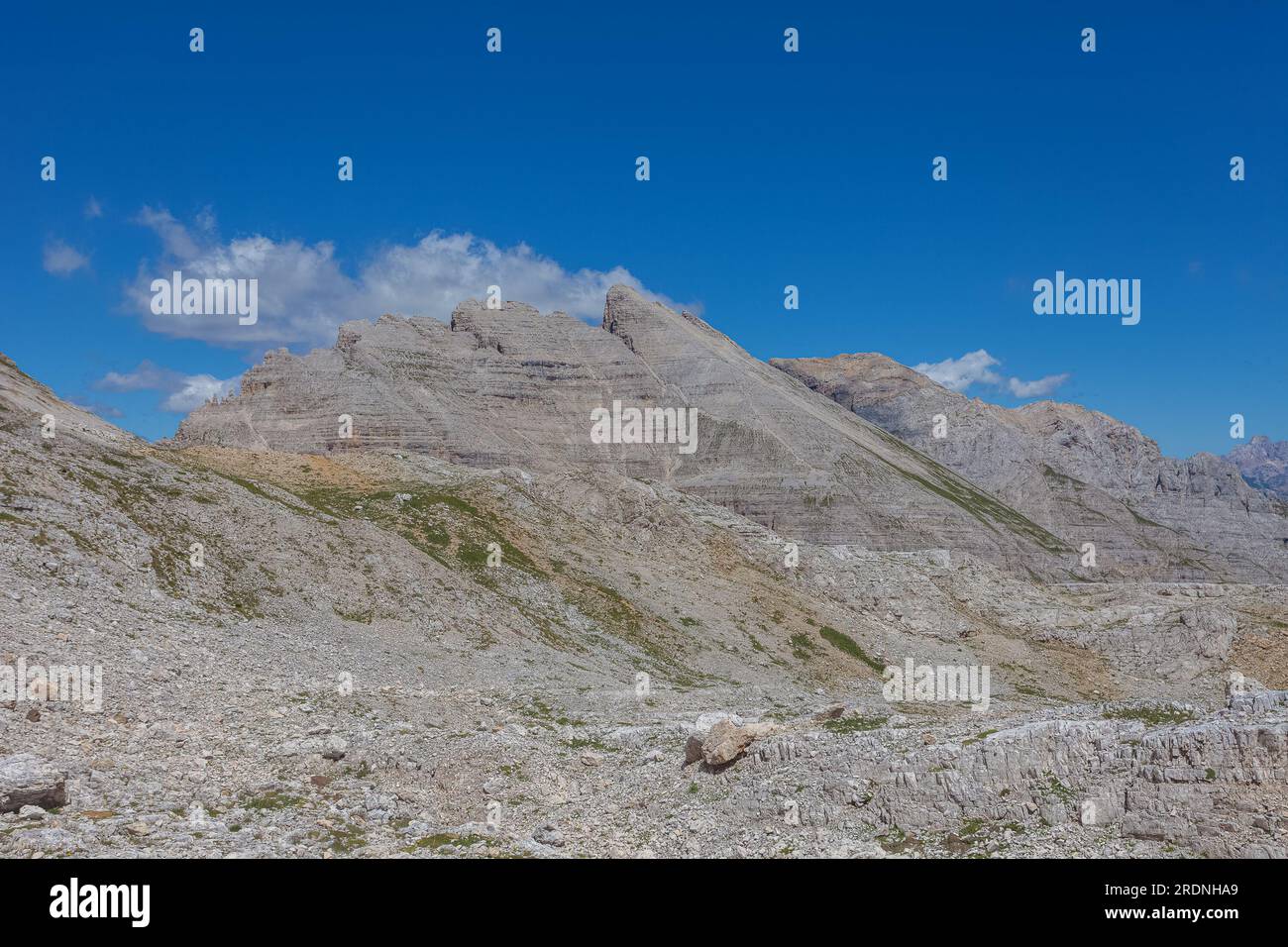 Panorama of Triassic carbonate platform of the Latemar Massif ...