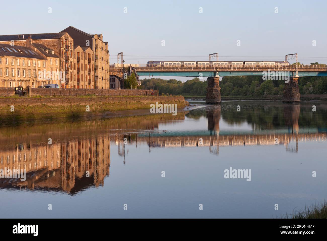 Northern rail class 195 diesel train crossing the viaduct known as ...