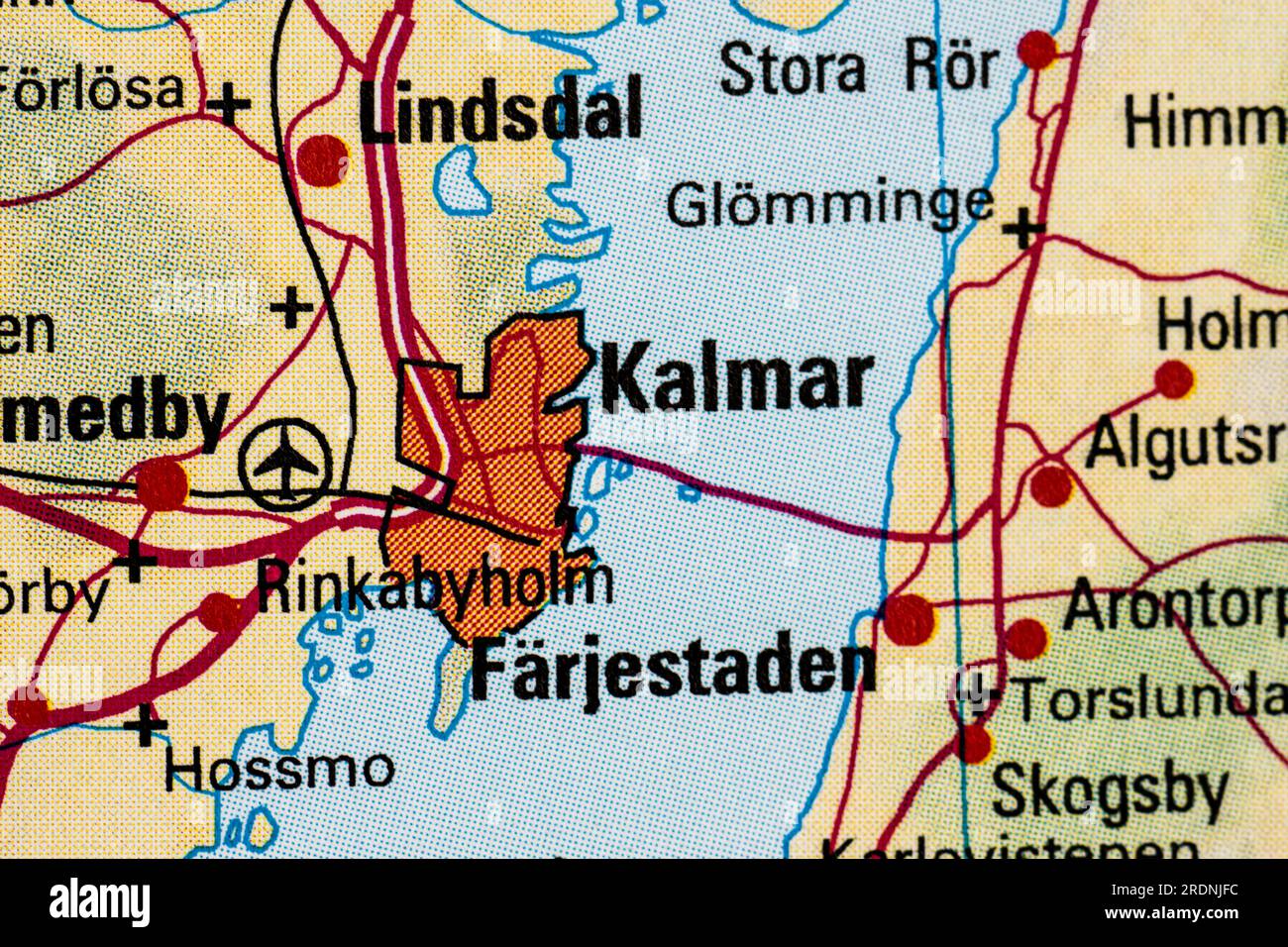 Atlas map of Kalmar and Färjestaden Stock Photo - Alamy