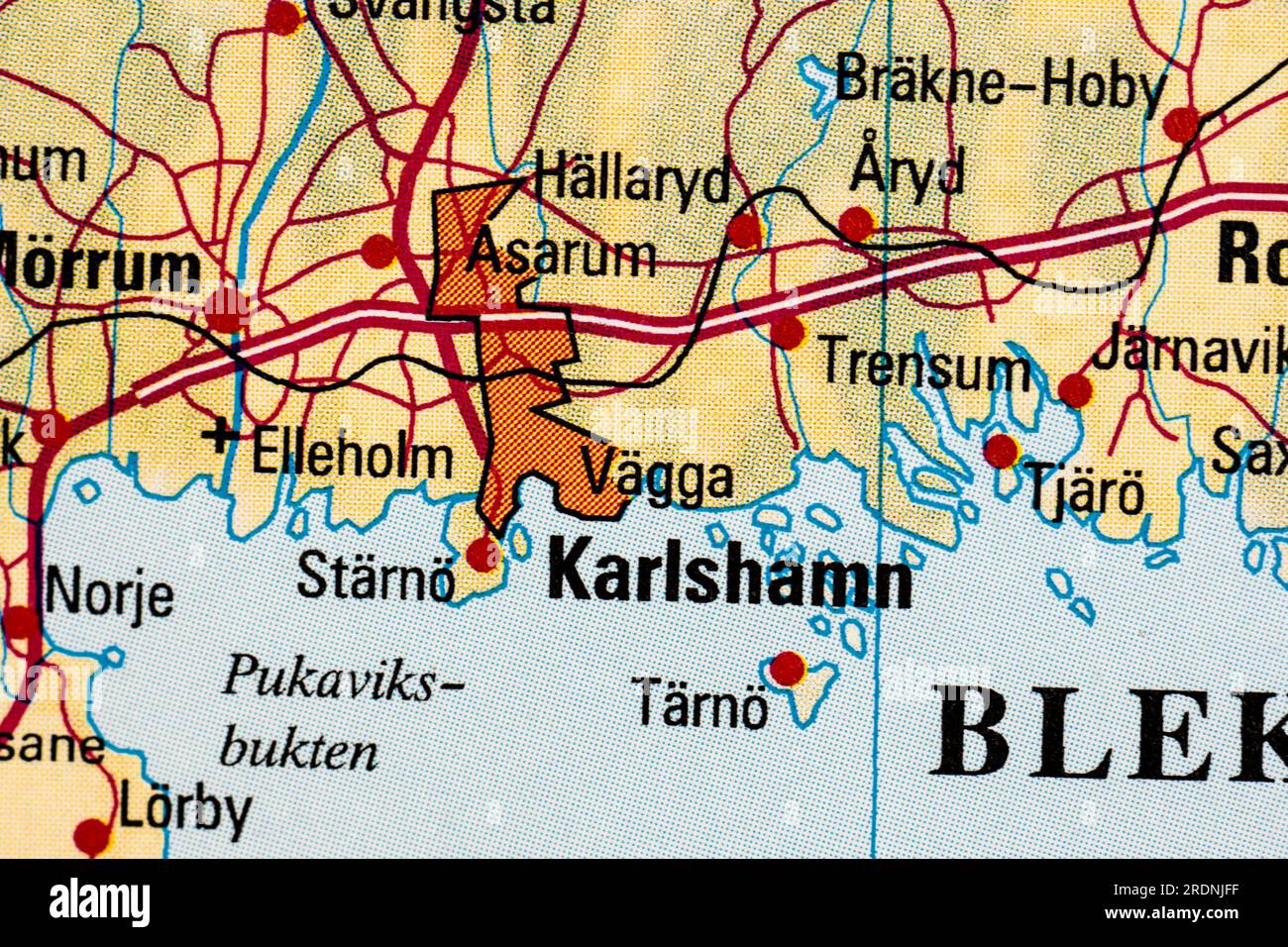 Atlas map of Karlshamn Stock Photo - Alamy