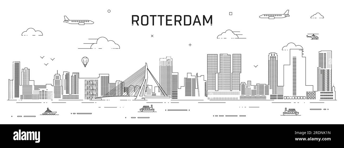 Rotterdam skyline line art vector illustration Stock Vector Image & Art ...