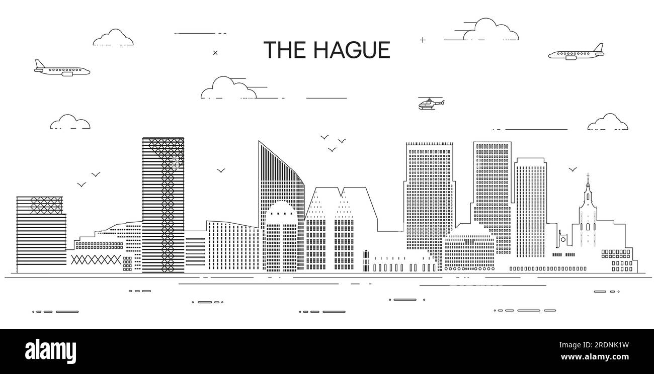 The Hague skyline line art vector illustration Stock Vector Image & Art ...