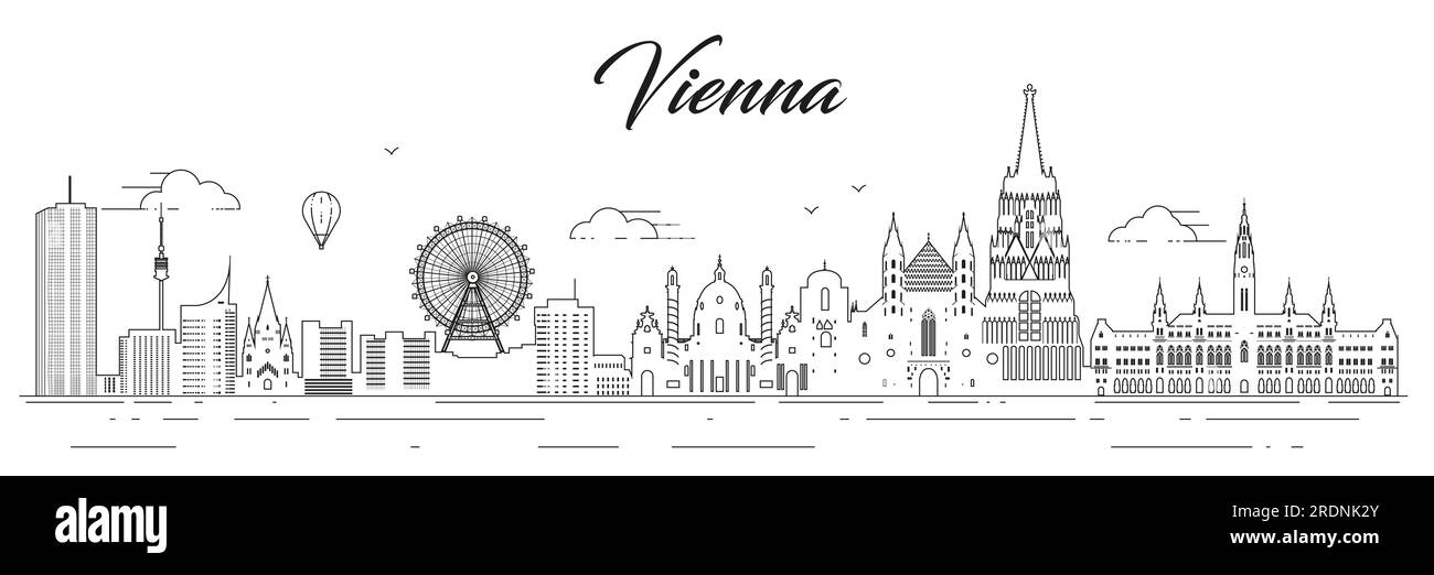 Vienna skyline line art vector illustration Stock Vector Image & Art ...