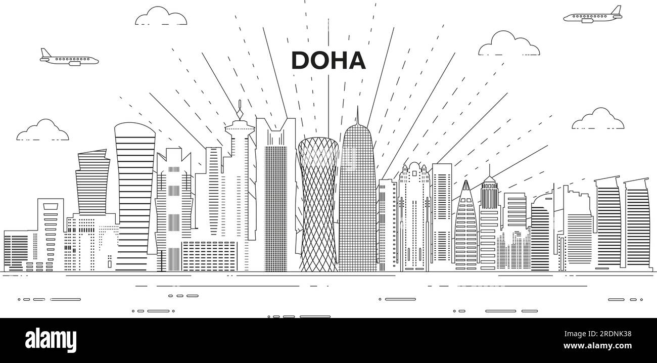 Doha skyline line art vector illustration Stock Vector Image & Art - Alamy