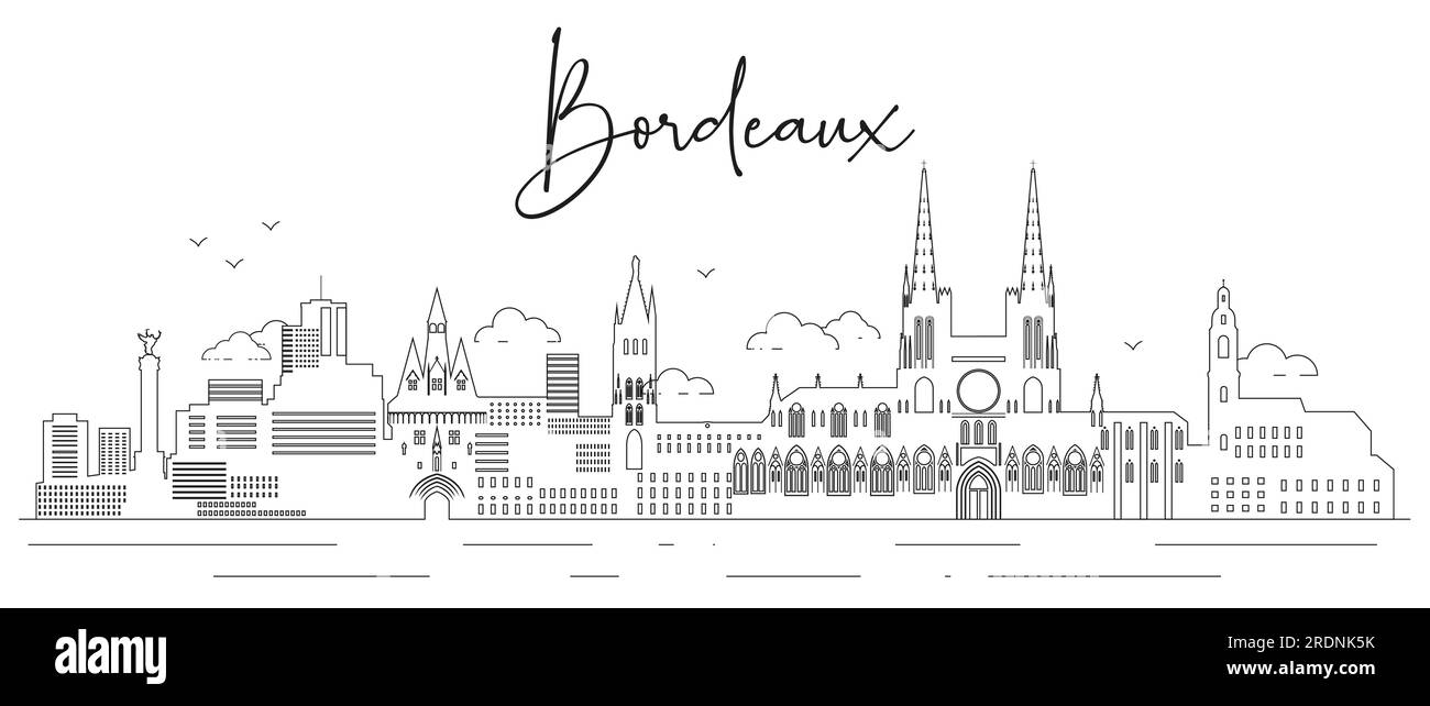 Bordeaux skyline line art vector illustration Stock Vector Image & Art ...