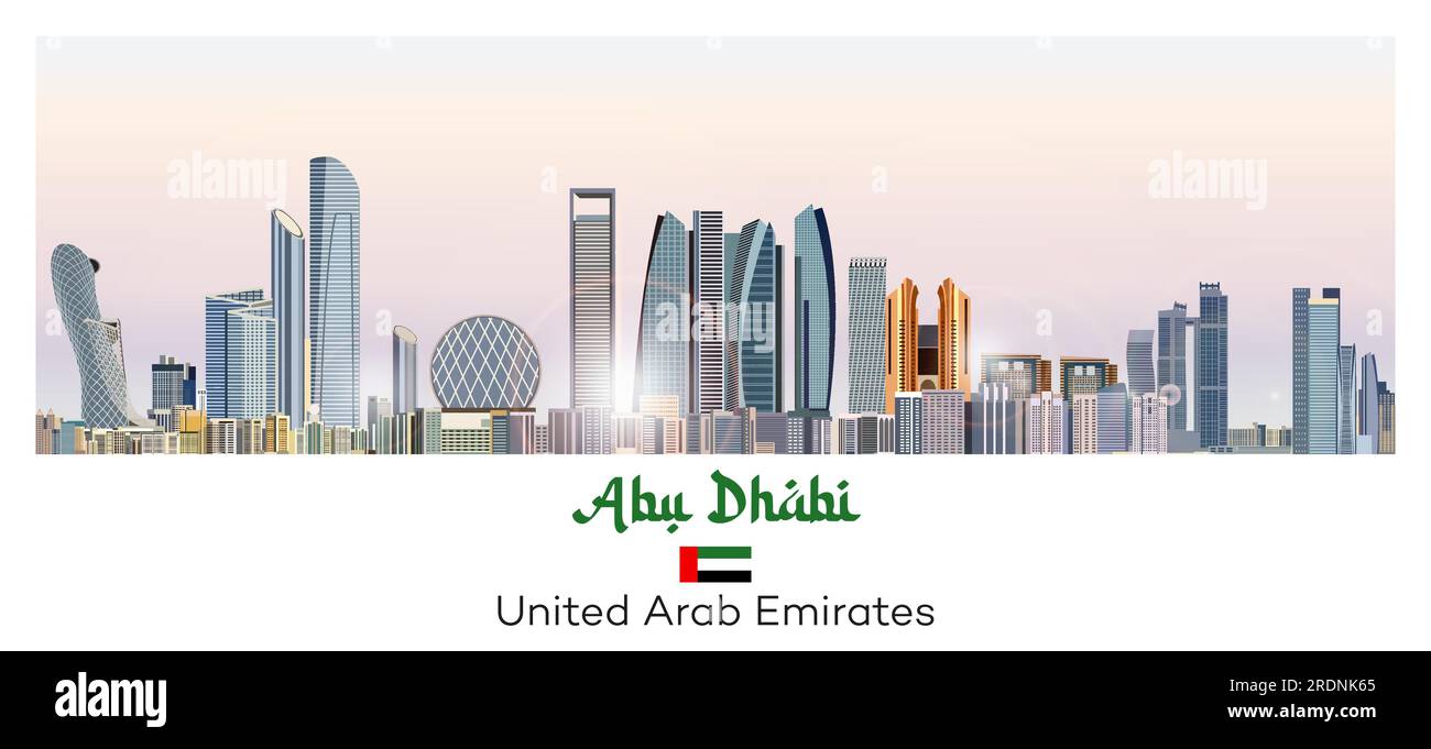 Abu Dhabi skyline in bright color palette vector illustration Stock Vector Image & Art - Alamy