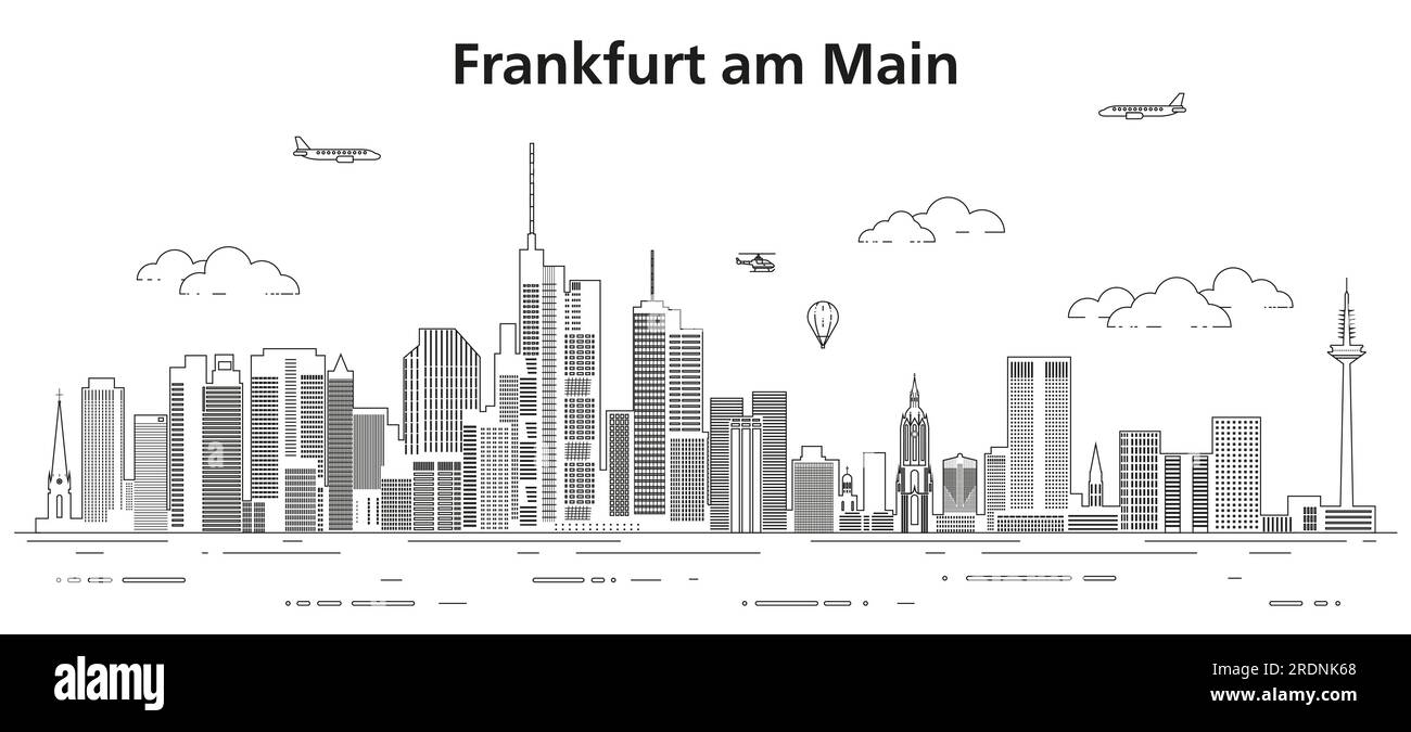 Frankfurt am Main skyline line art vector illustration Stock Vector ...