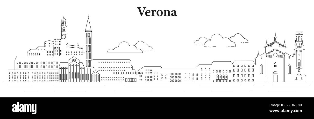 Verona skyline line art vector illustration Stock Vector Image & Art ...