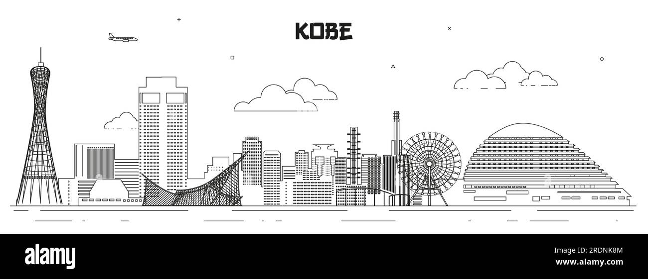 Kobe skyline line art vector illustration Stock Vector Image & Art - Alamy