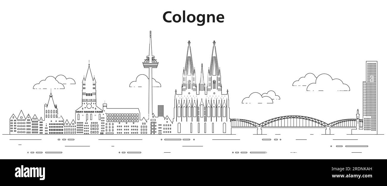 Cologne skyline line art vector illustration Stock Vector Image & Art ...