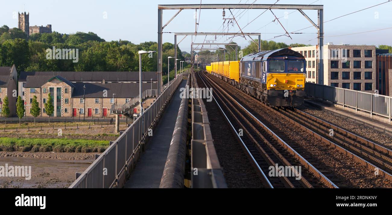 DRS class 66 diesel locomotive 66430 on the west coast mainline hauling ...
