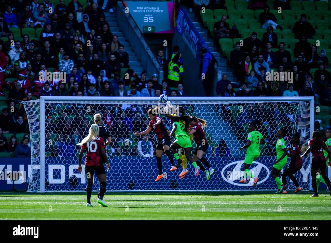 Nigerian goalkeeper Chiamaka Nnadozie (No.16) gestures during the FIFA ...