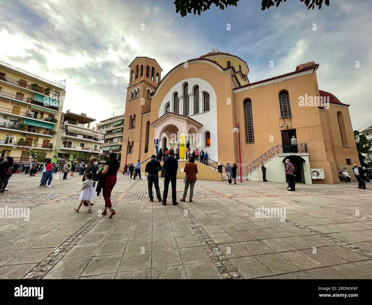 Urban view of Taxiarches church in Kalamata, Greece. It is the largest ...