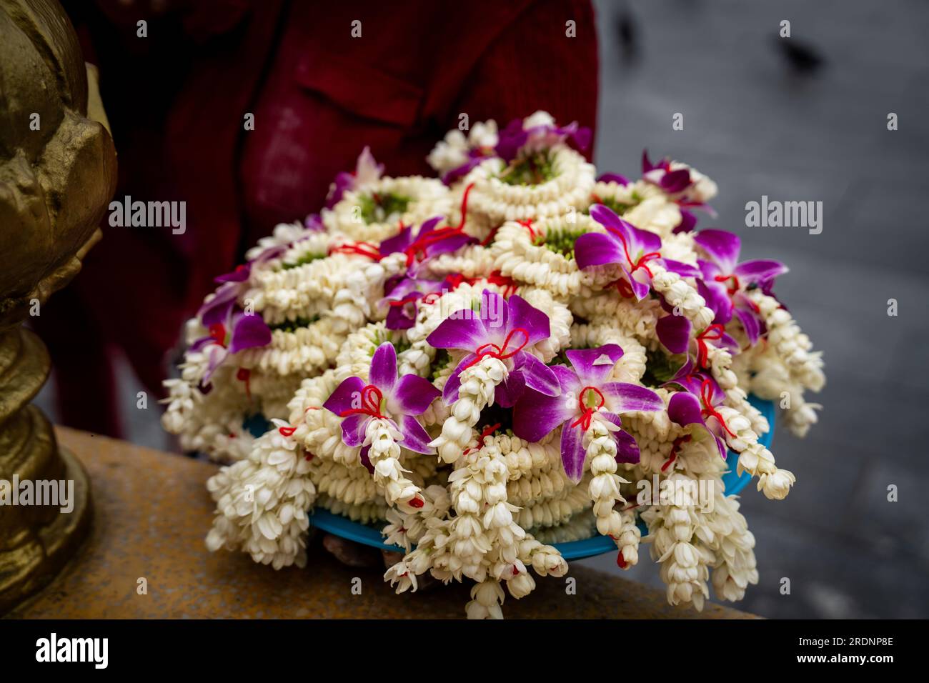 Phnom Penh, Cambodia. 22nd July, 2023. Prayer flowers are seen for sale at a temple. Credit ...