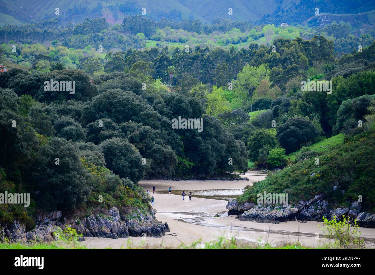 View on Playa de Poo during low tide near Llanes, Green coast of ...