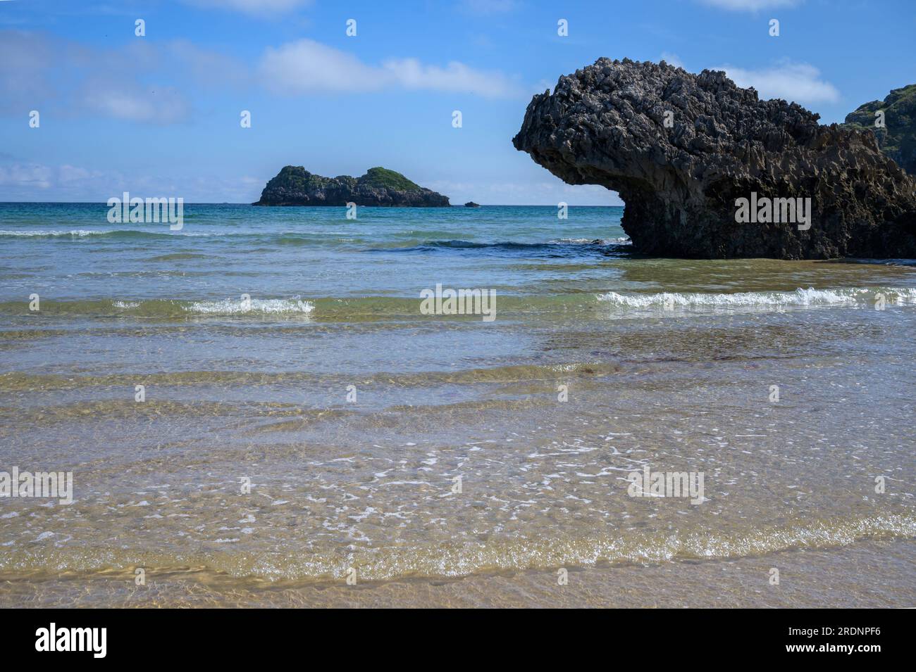 View on Playa de Palombina Las Camaras in Celorio village, Green coast ...