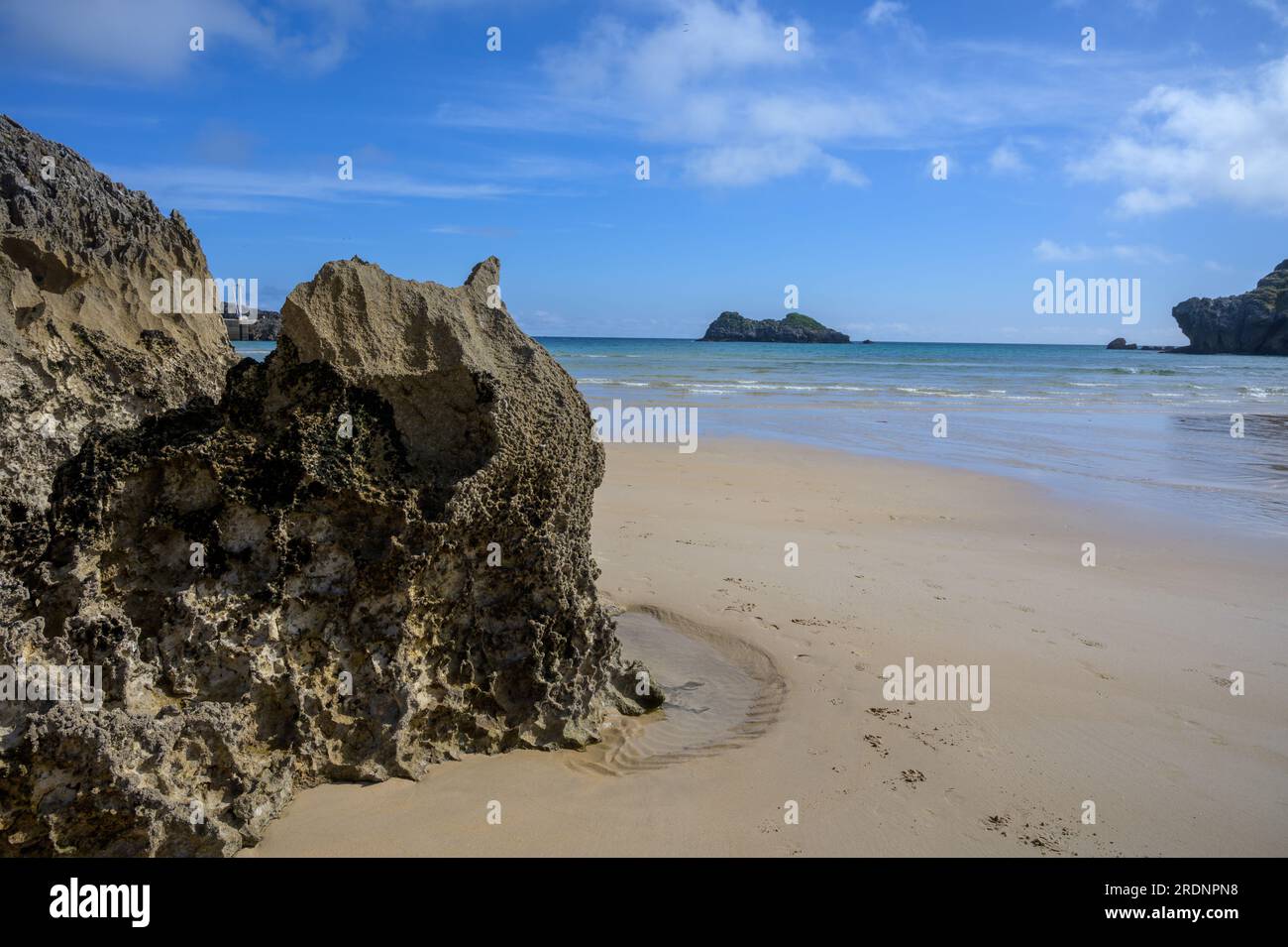 View on Playa de Palombina Las Camaras in Celorio village, Green coast ...