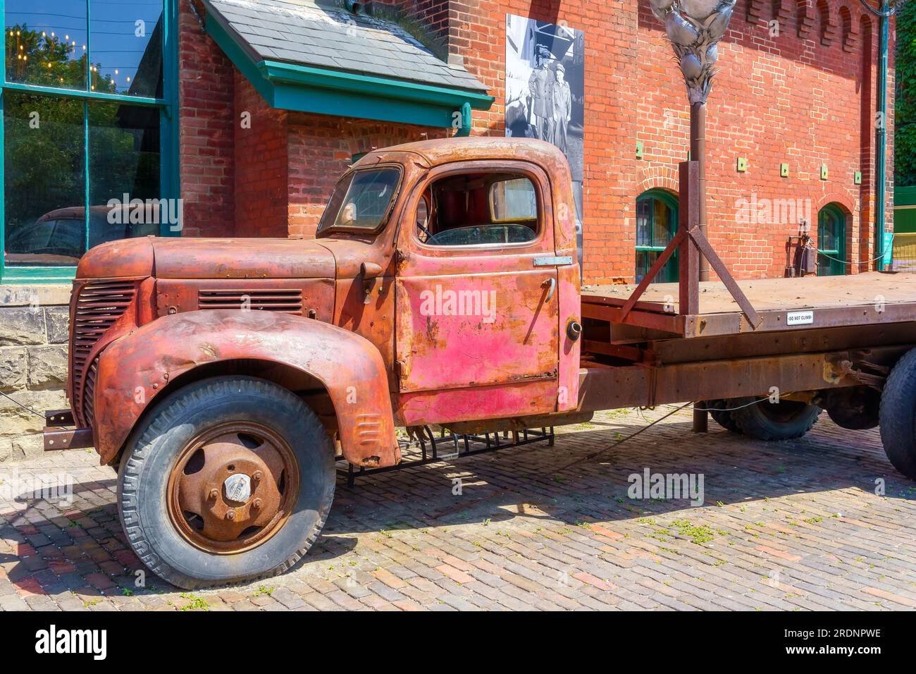 Toronto, Canada - July 19, 2023: Distillery District. Old rusty Fargo ...