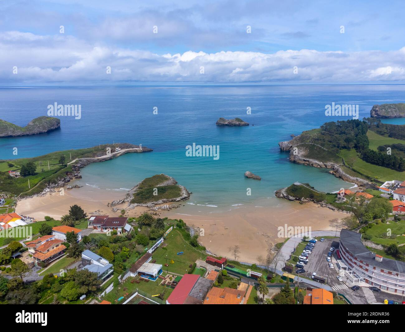 Aerial view on Playa de Palombina, Las Camaras and Celorio, Green coast ...