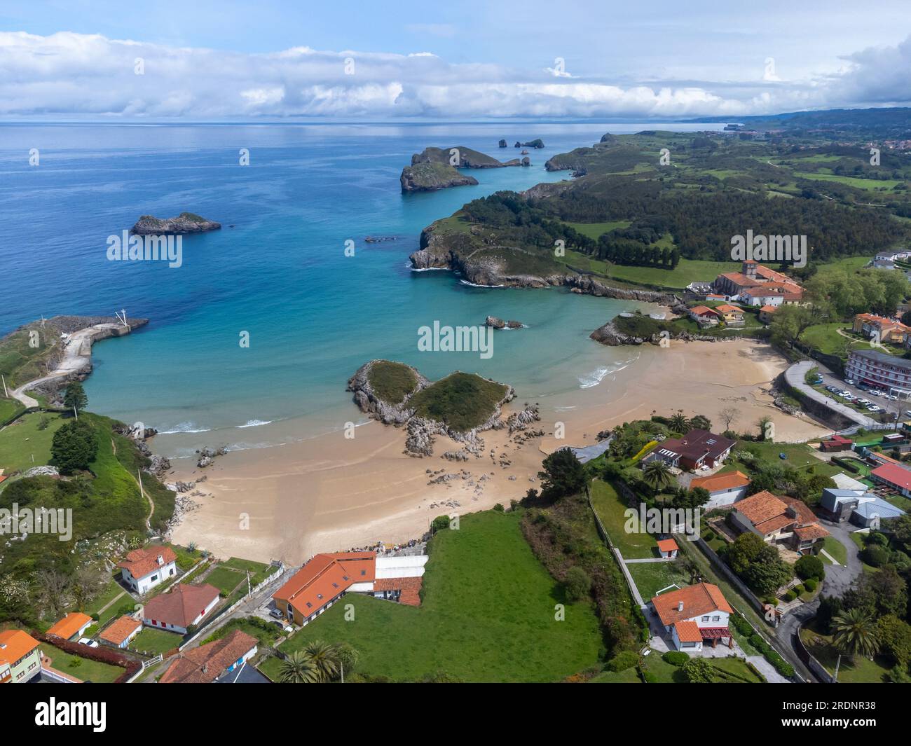 Aerial view on Playa de Palombina, Las Camaras and Celorio, Green coast ...