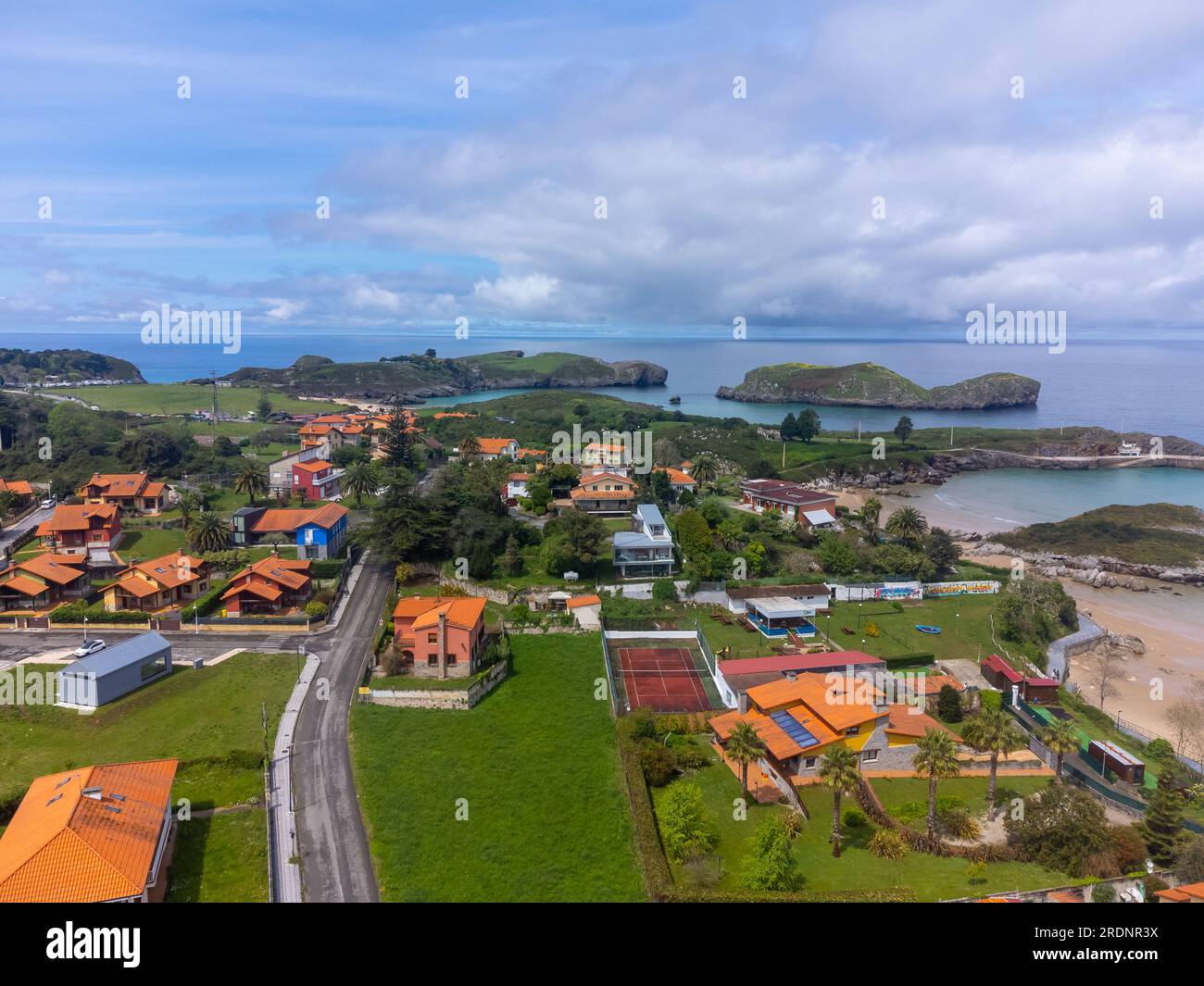 Aerial view on Playa de Palombina, Las Camaras and Celorio, Green coast ...
