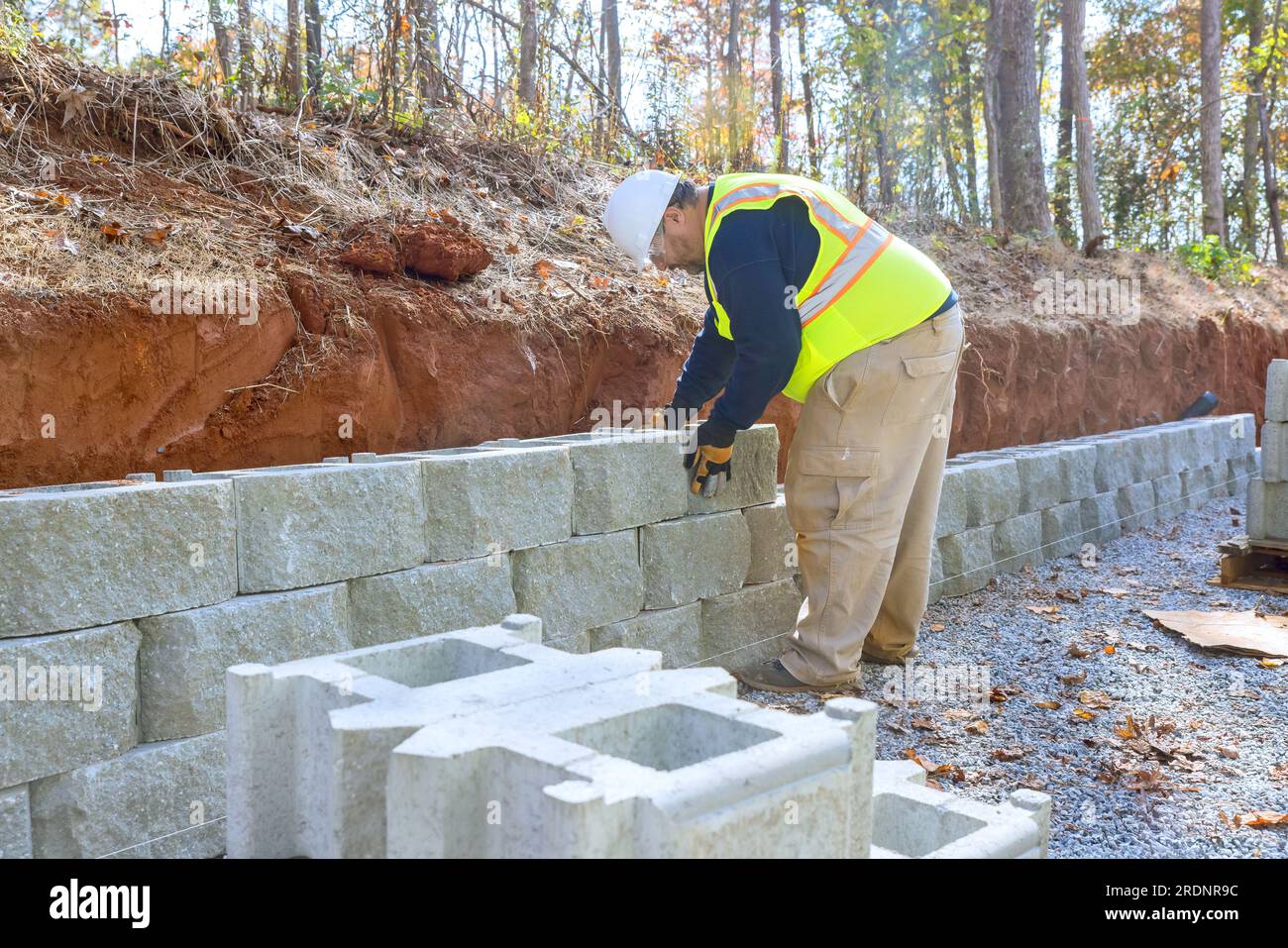 Retaining wall is being constructed using A retaining wall is being ...